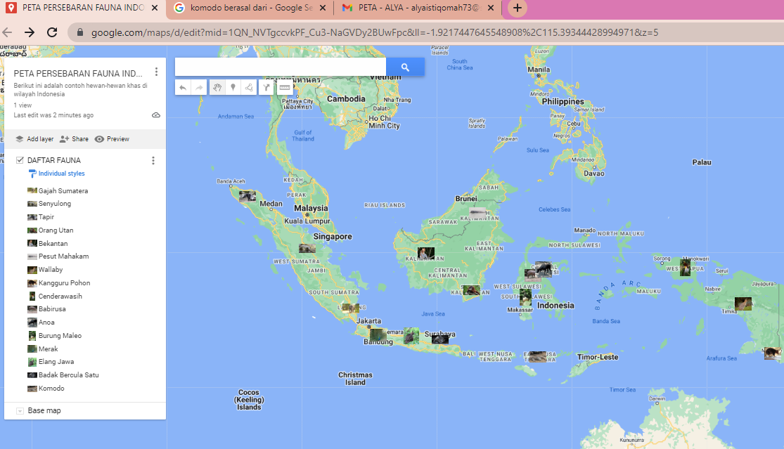 Memanfaatkan Google My Maps Untuk Pemetaan Persebaran Fauna Indonesia